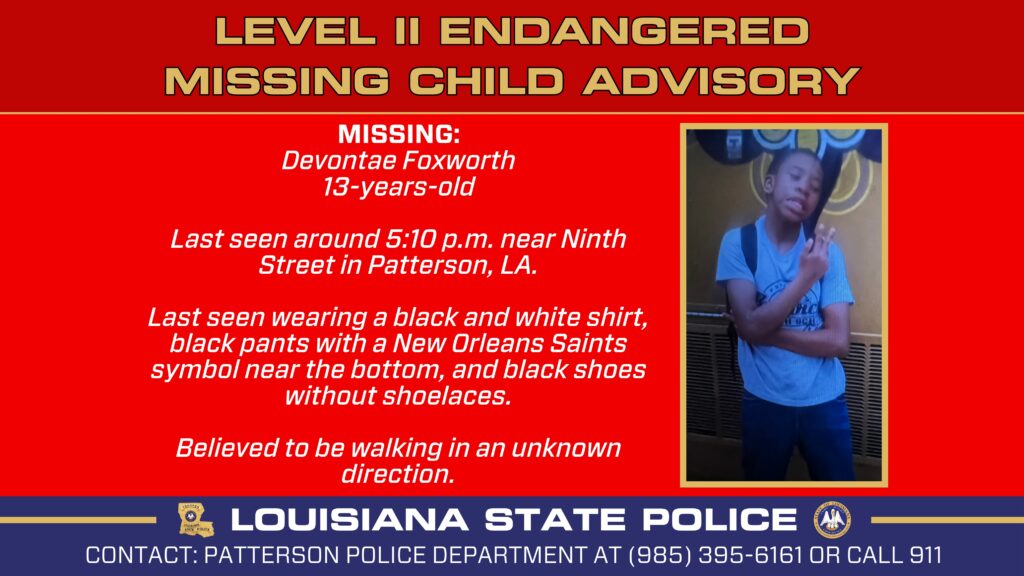 UPDATE: Juvenile Safely Located – ORIGINAL: Statewide Alert Issued for ...