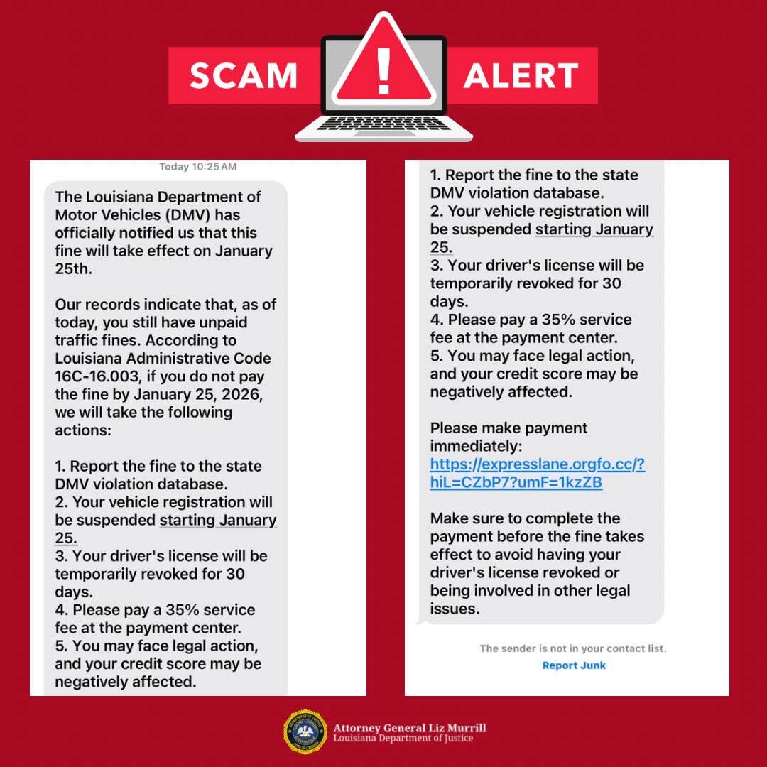 Scam DMV Texts Resurface in Louisiana – KQKI News