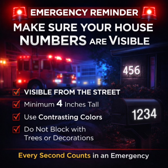 Residents Urged to Clearly Display House Numbers for Emergency Response ...